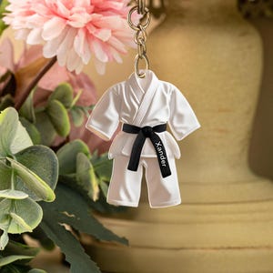 Personalized Black Belt 2D Flat Acrylic Keychain, Karate Keychain ...