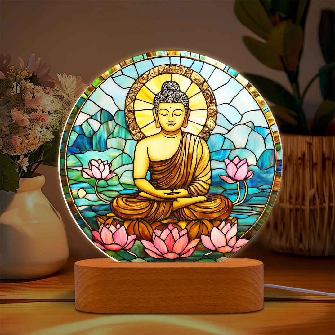 Buddha Led Light, Buddha Tempered Led Light, Hindu Buddha Glass Art ...