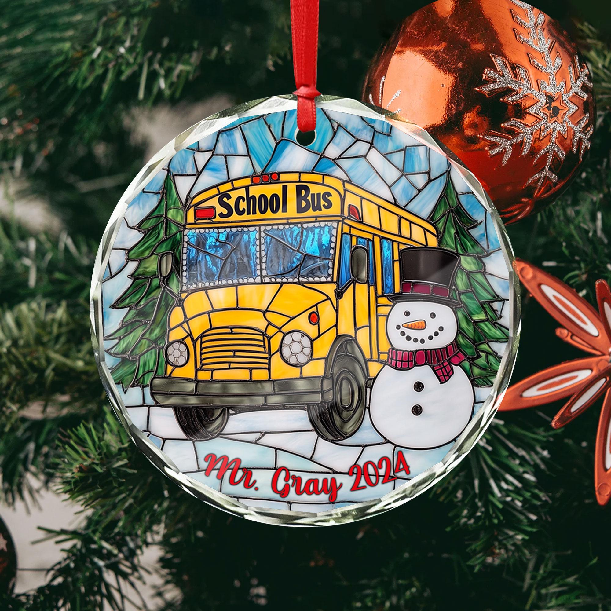 Personalized School Bus Driver Glass Ornament, School Bus Driver Gifts ...