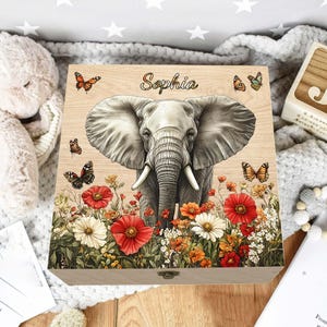 Personalized Elephant Wooden Keepsake Box, Elephant Box Gift for Kids ...
