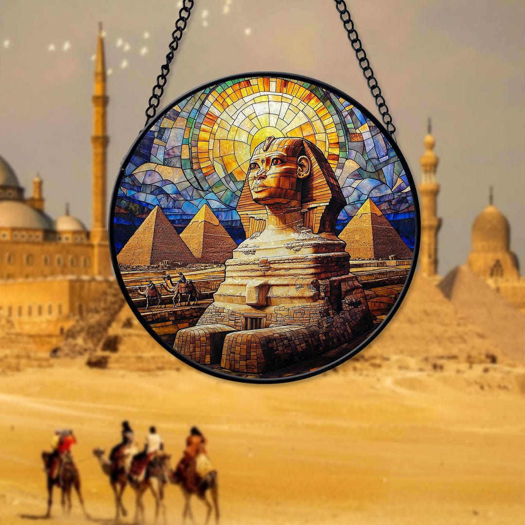 Pyramid and Sphinx Egypt Glass Suncatcher, Egypt Window Hanger, Travel ...