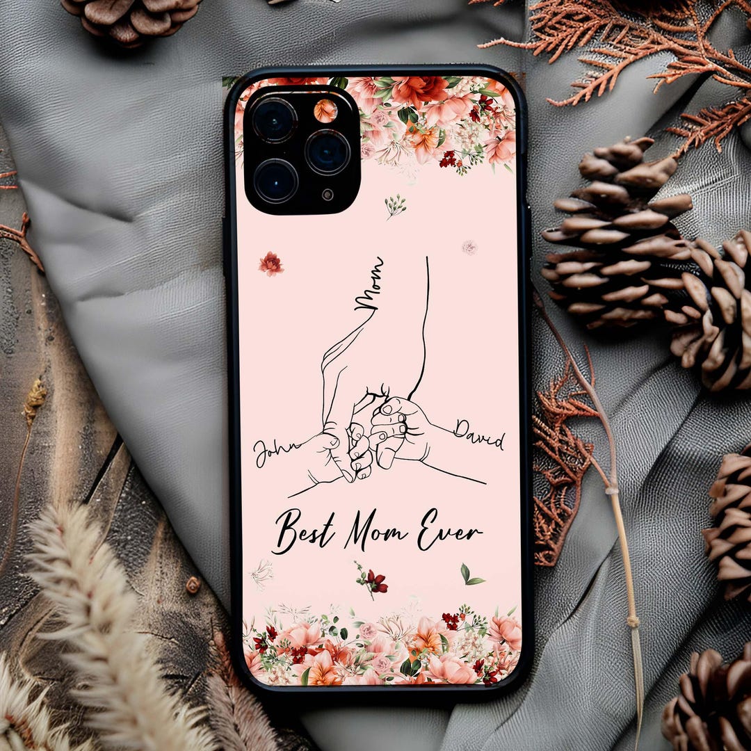 Custom Mom and Kids Names Silicone Phone Case, Christmas Mom Phone Case ...