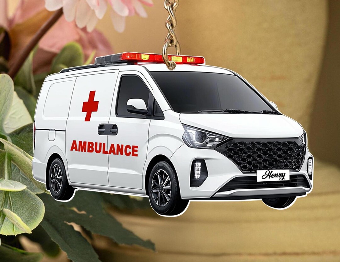 Personalized 2D Flatted Ambulance Keychain, Personalized Gift for ...