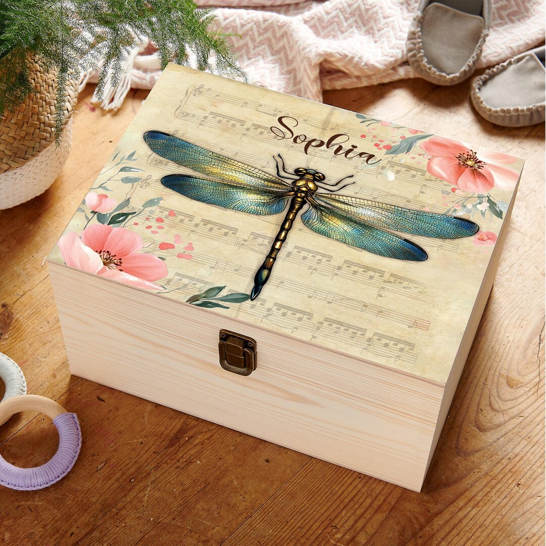 Personalized Dragonfly Wooden Keepsake Box, Dragonfly Box Gift for Kids ...