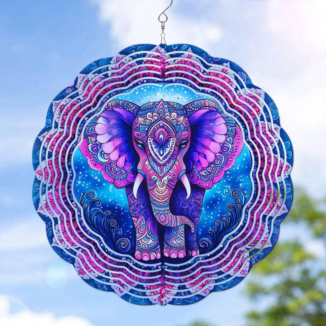 Mandala Elephant Wind Spinner, Mandala Wind Spinner, Colorful Mandala ...