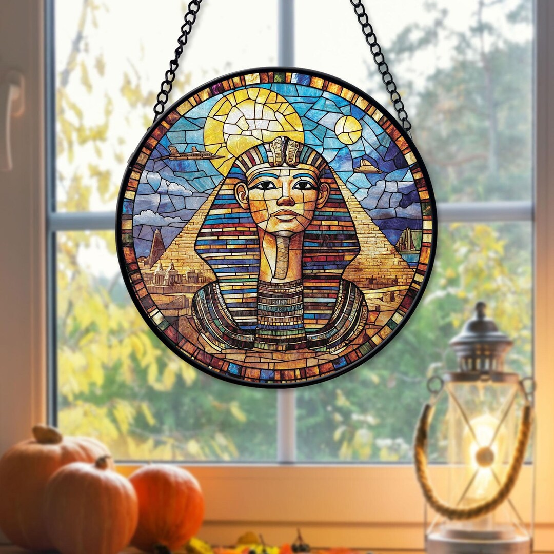 Egypt Pyramids Faux Stained Glass Suncatcher, Egypt Pyramids Window ...