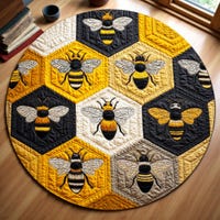 Bee Pattern Rug, Outdoor Non-slip Rug, Washable Rug, Honeybee Patterned ...