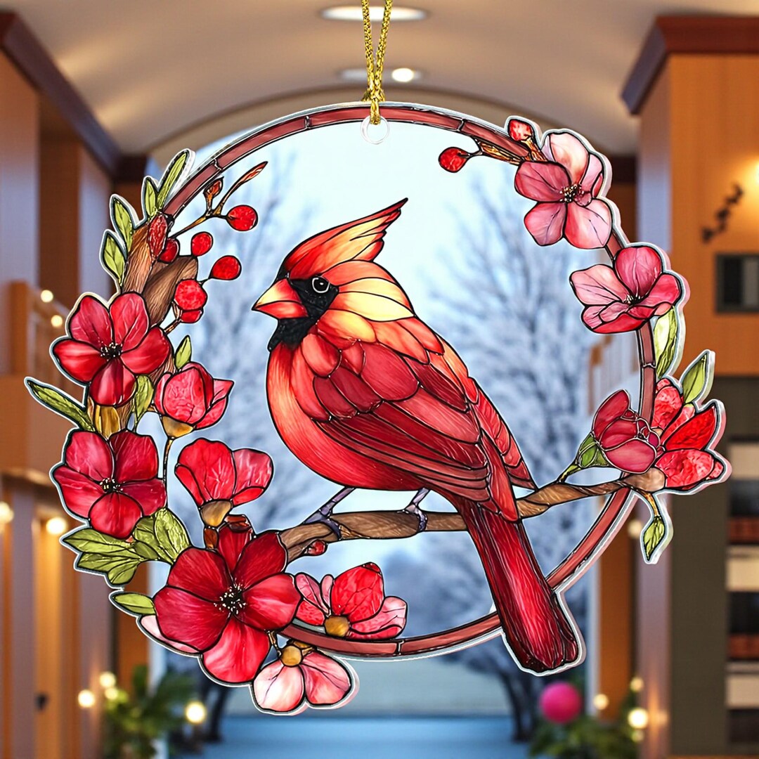 Custom Cardinal Acrylic Christmas Ornament, Remembrance Cardinal Gift ...