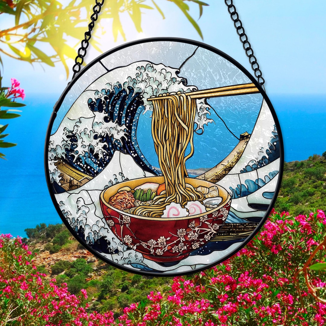Japanese Food Faux Stained Glass, Ramen Window Hanging Suncatcher ...