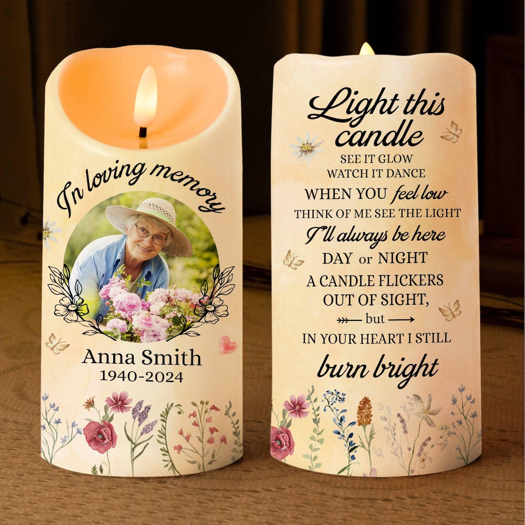Personalized Photo Memorial LED Candle, in Loving Memory, Sympathy ...