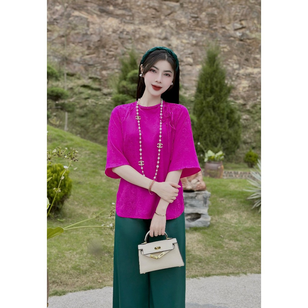 Pre-made Ao Dai Viet Nam Đồ Lam đi Chùa Chất Lụa Nhẹ Nhàng Tiểu Thư ...