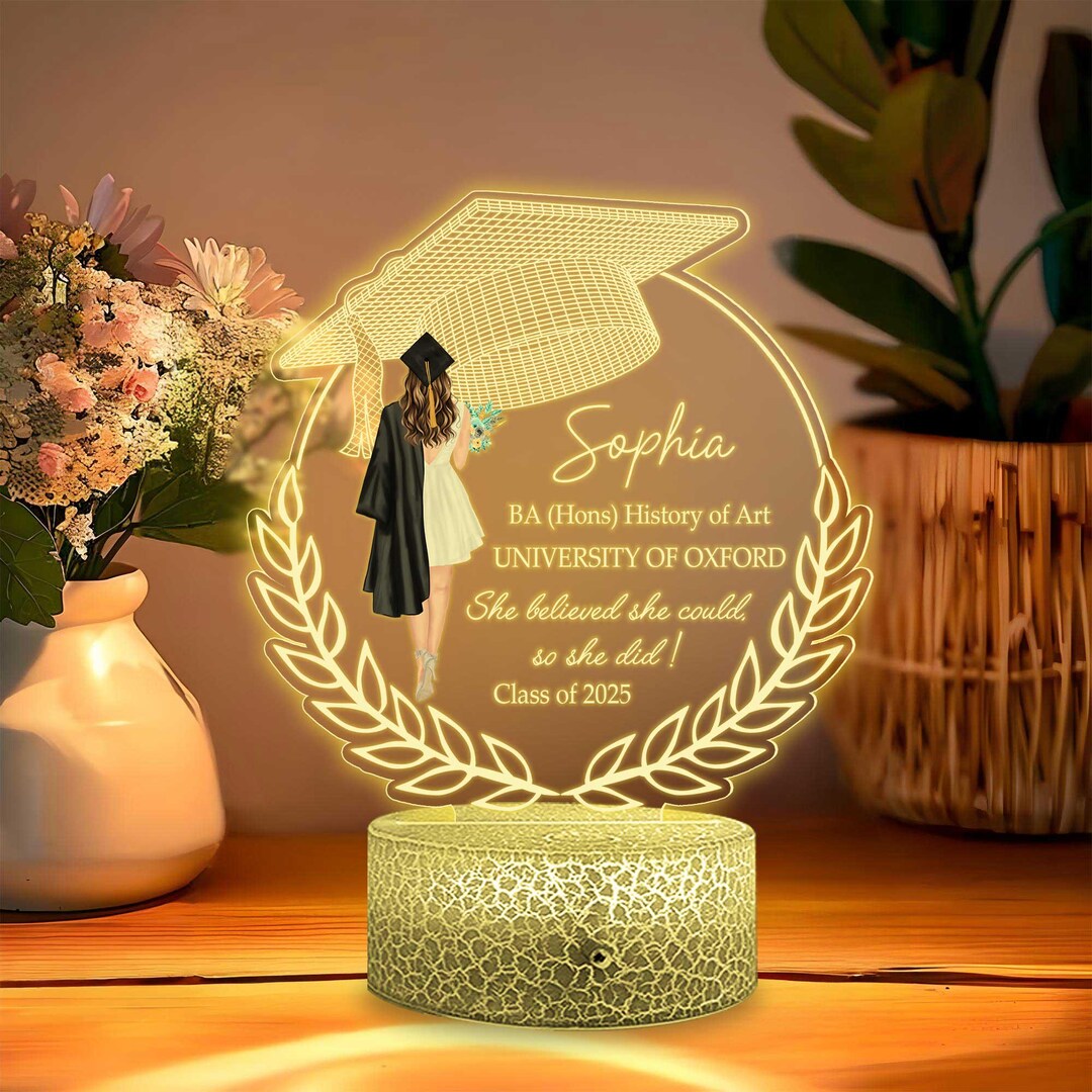 Personalized Graduation Night Light, College Graduation Lamp Gift, High ...