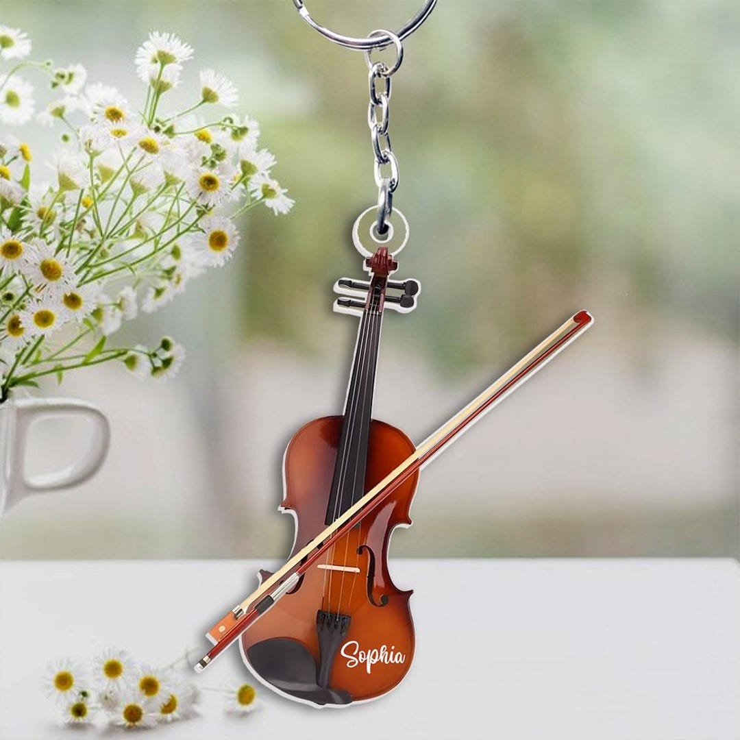 Personalized 2D Flatted Violin Keychain, Violin Gift for Lover/ Musical ...