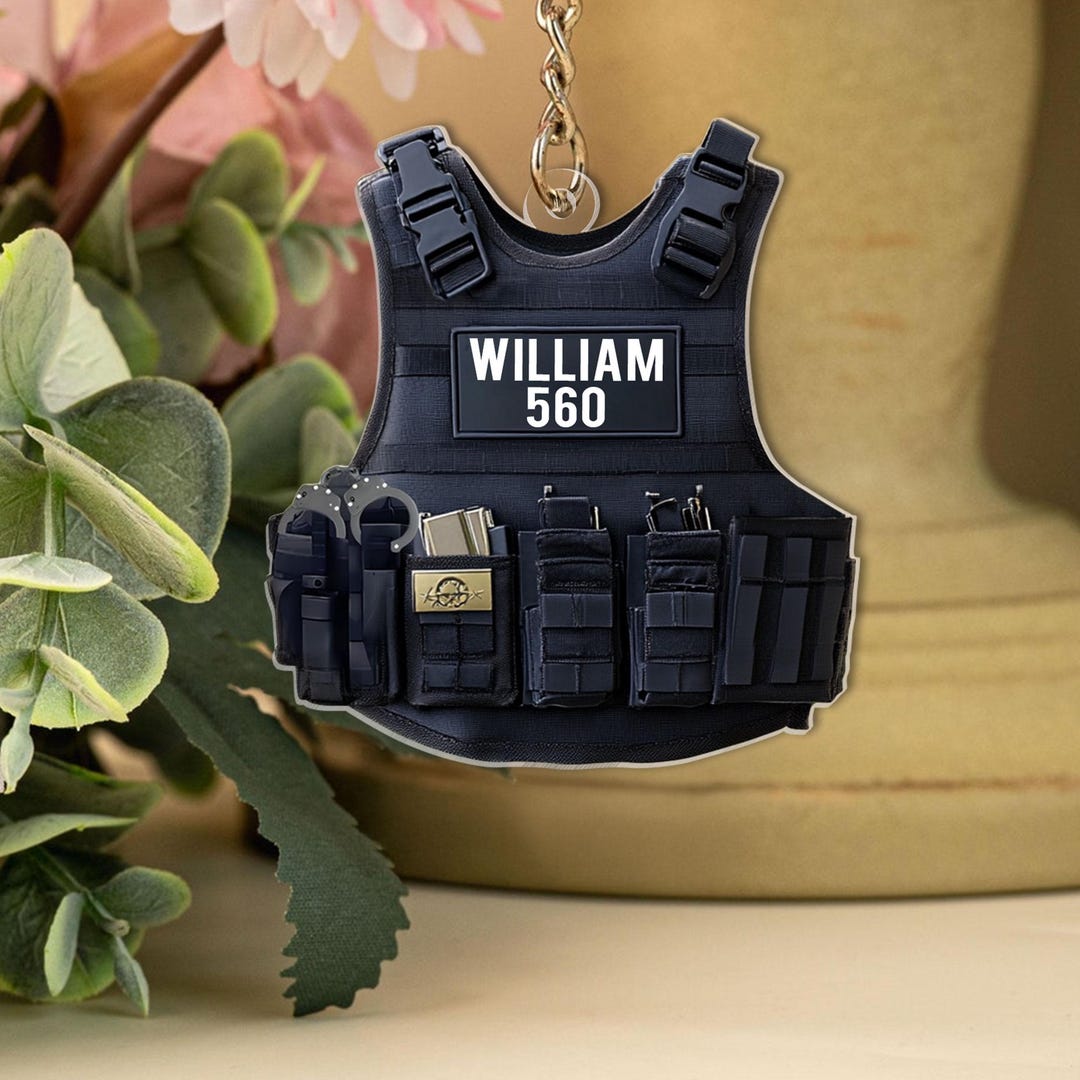 Personalized Police Bulletproof Vest 2D FLAT Keychain, Gift for Police ...