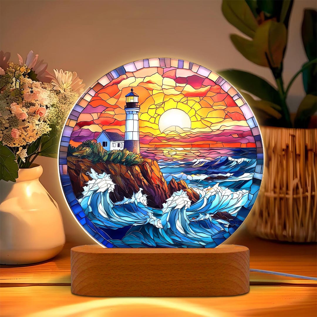 Lighthouse in the Ocean Led Light, Beach Decor Gift, Gift for Nature ...