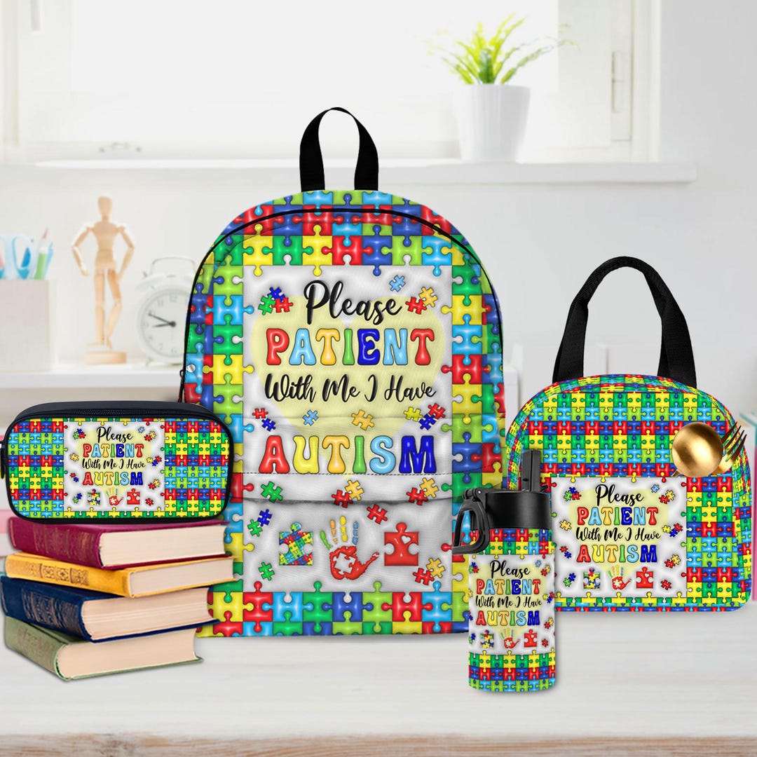 Faux 3D Inflated Autism Kid Backpack, School Bag Gift for Autistic Boys ...