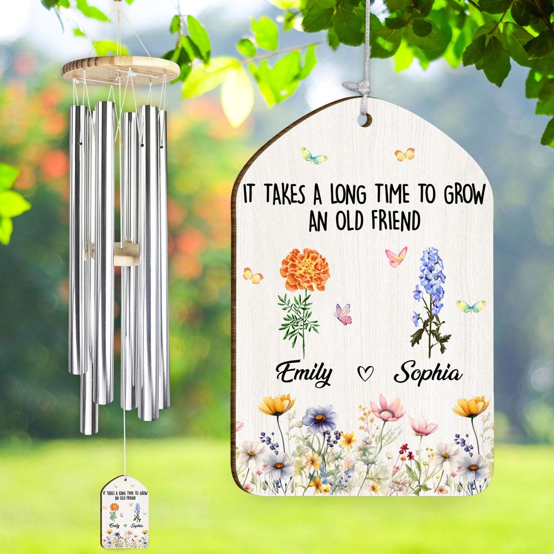Personalized Best Friend Wind Chimes, It Takes A Long Time to Grow an ...