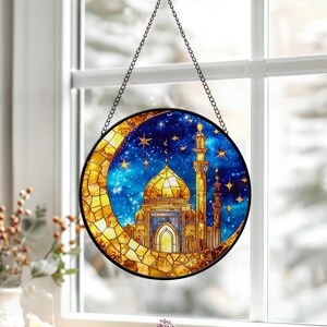 Ramadan Faux Stained Glass Suncatcher, Eid Mubarak Window Hanger ...