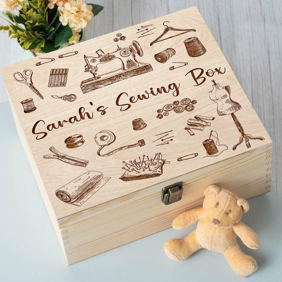 Custom Sewing Machine Keepsake Box Gift for Women, Seamstress Wooden ...