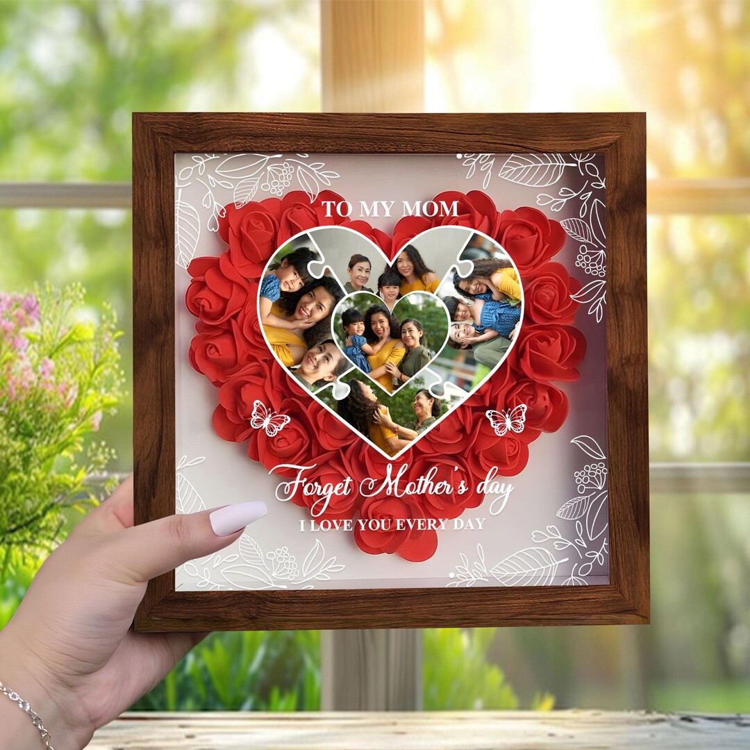 Personalized Photo Mom Flower Shadow Box, Forget Mother's Day Shadow ...