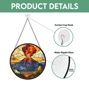 Volcano Faux Stained Glass Suncatcher, Gift for Volcano Lover, Volcano ...