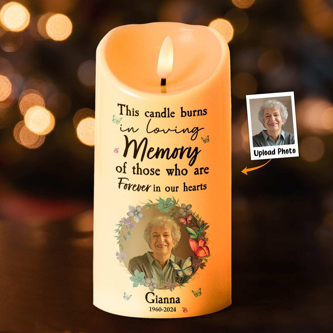 Personalized Photo Memorial LED Candle, in Loving Memory, Sympathy ...