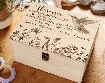 Personalized Baby's First Keepsake Wooden Box, Nursery Décor, Birth ...