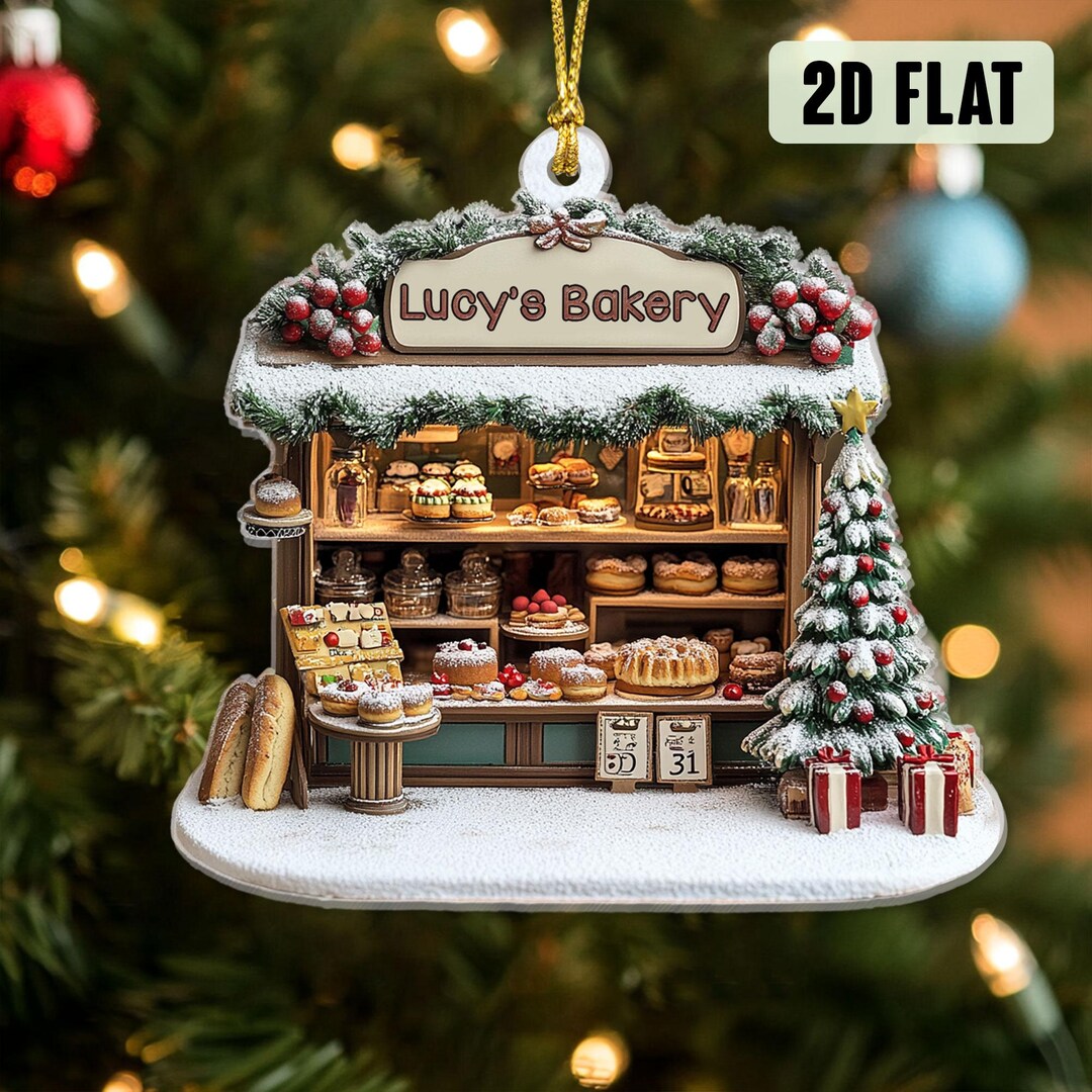 Personalized Bakery Store 2D Flat Acrylic Ornament, Bakery 2D Flat ...