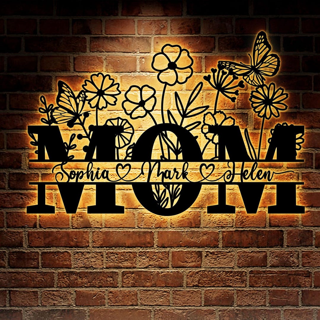 Personalized Name Mom Metal Sign With Led Lights From Daughter/son ...
