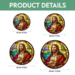 Jesus Faux Stained Glass Window Hanging, Religious Glass Decor for ...