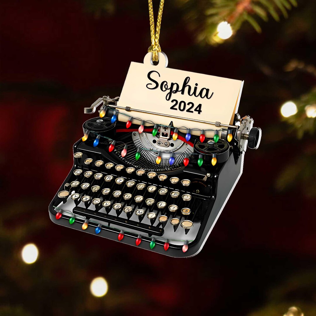Personalized 2 Flatted Christmas Typewriter Acrylic Ornament, Gift for ...