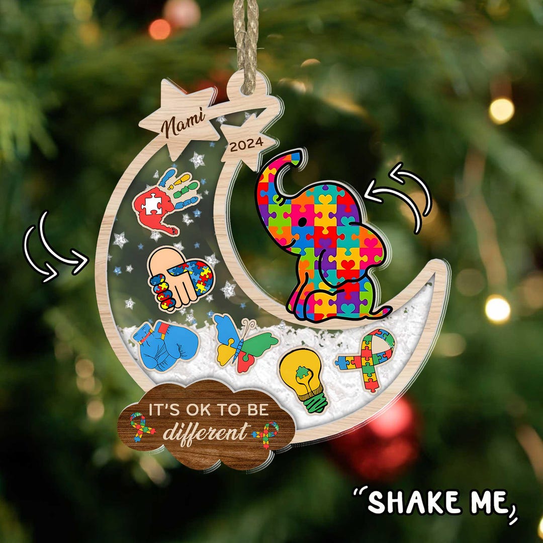 Personalized Autism Ornament Shaker for Kids, Autism Awareness Ornament ...