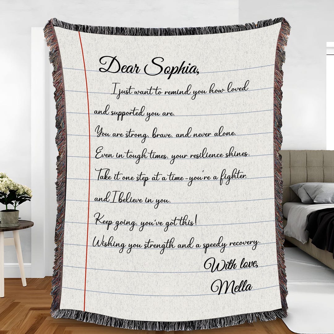 Custom Letter to Get Well Soon Woven Blanket, Healing and Recovery Gift ...