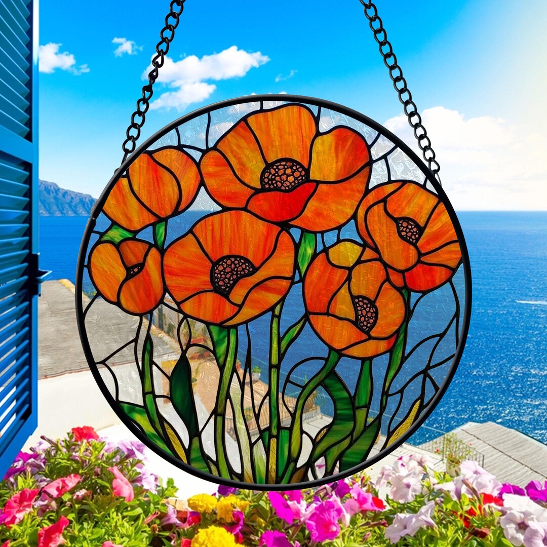 California Poppy, Antelope Valley - California Flowers Faux Stained ...