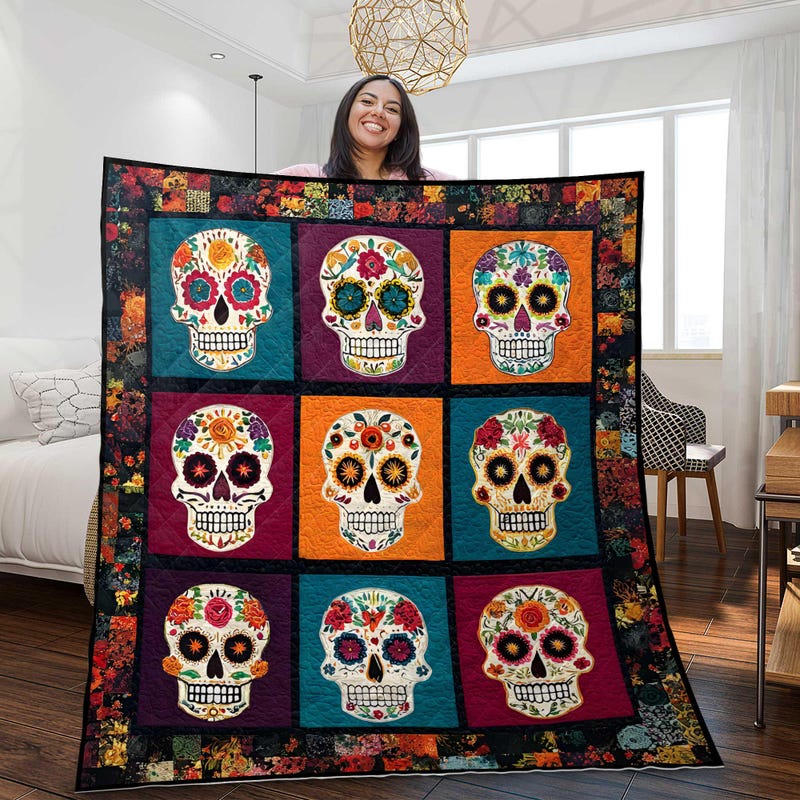 Sugar Skull Blanket - Etsy
