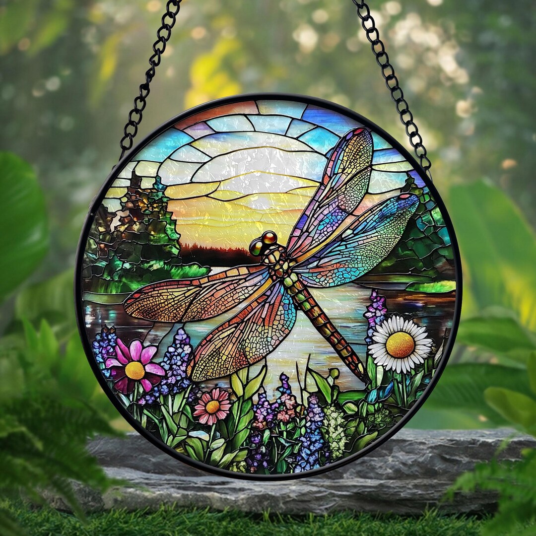 Custom Dragonfly Faux Stained Glass, Dragonfly Window Hanger, Dragonfly ...