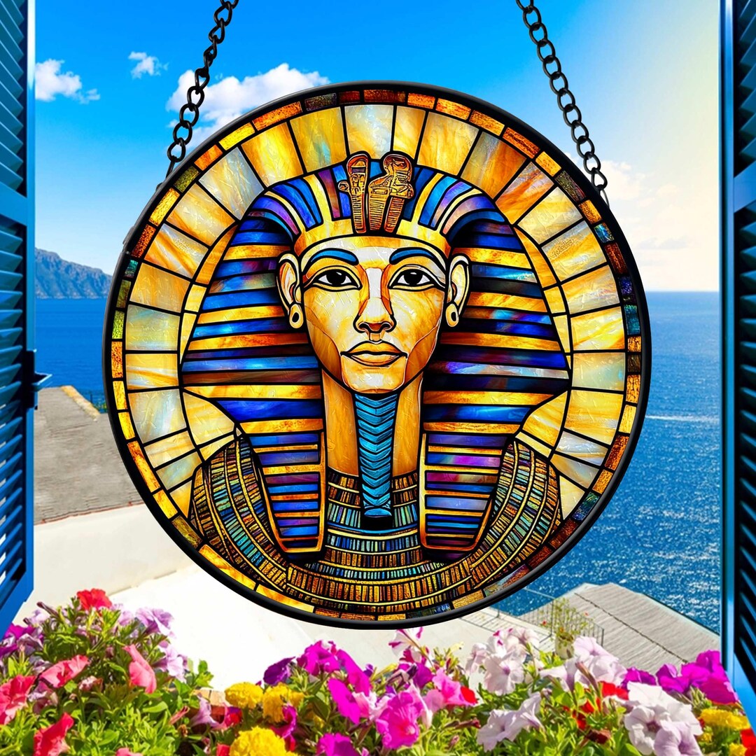 Sphinx Faux Stained Glass Suncatcher Egyptian Sphinx Artwork, Gold and ...