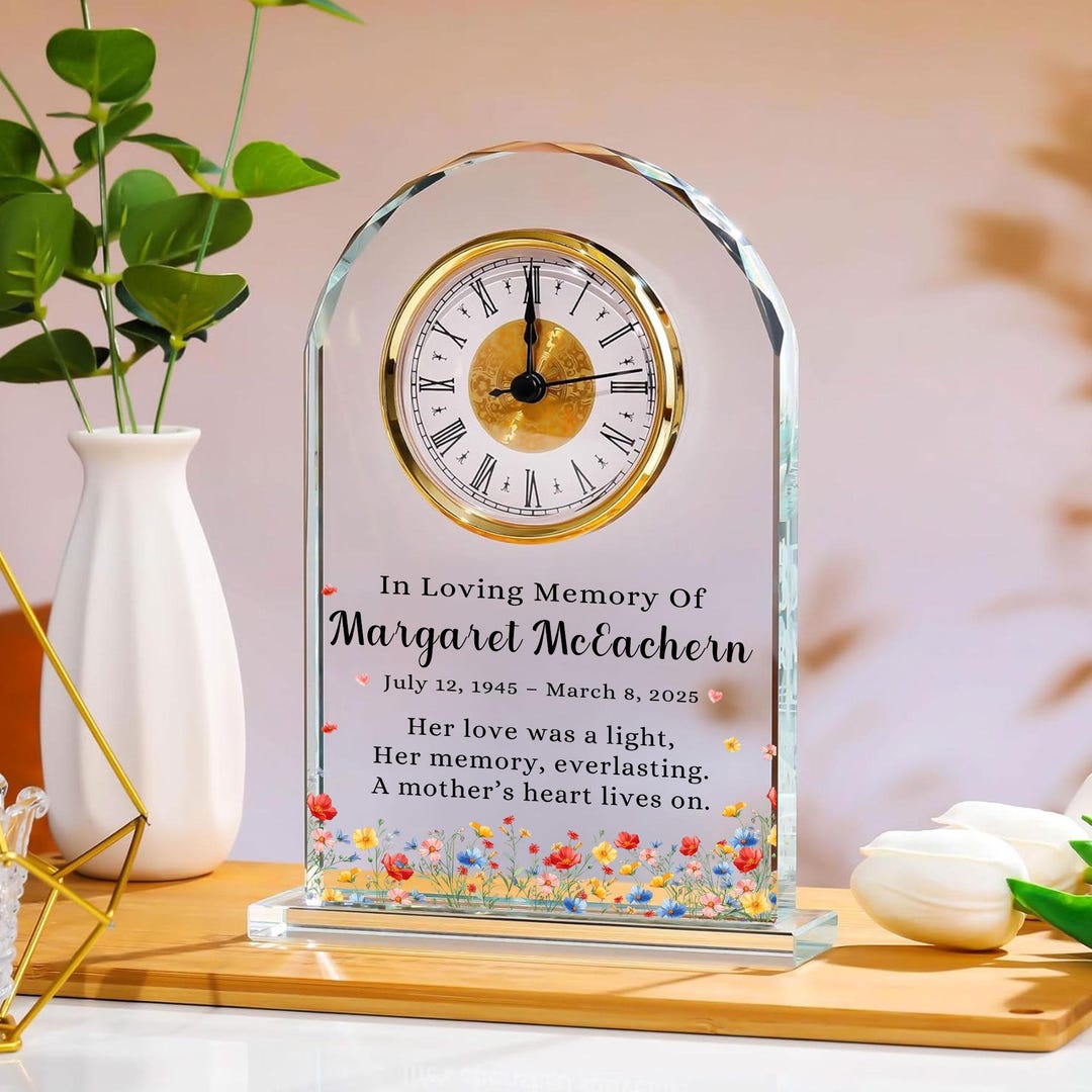 Personalized in Memory of Dad/mom Acrylic Desk Table Clock, Sympathy ...