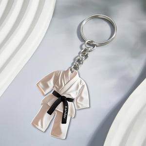 Personalized Black Belt 2D Flat Acrylic Keychain, Karate Keychain ...