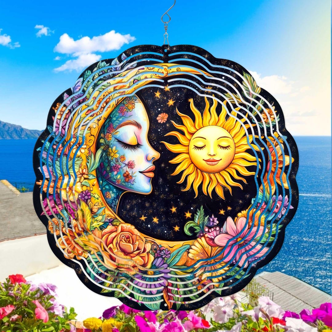 Sun Moon Celestial Wind Spinner, Astrology Sun Moon Wind Spinner ...