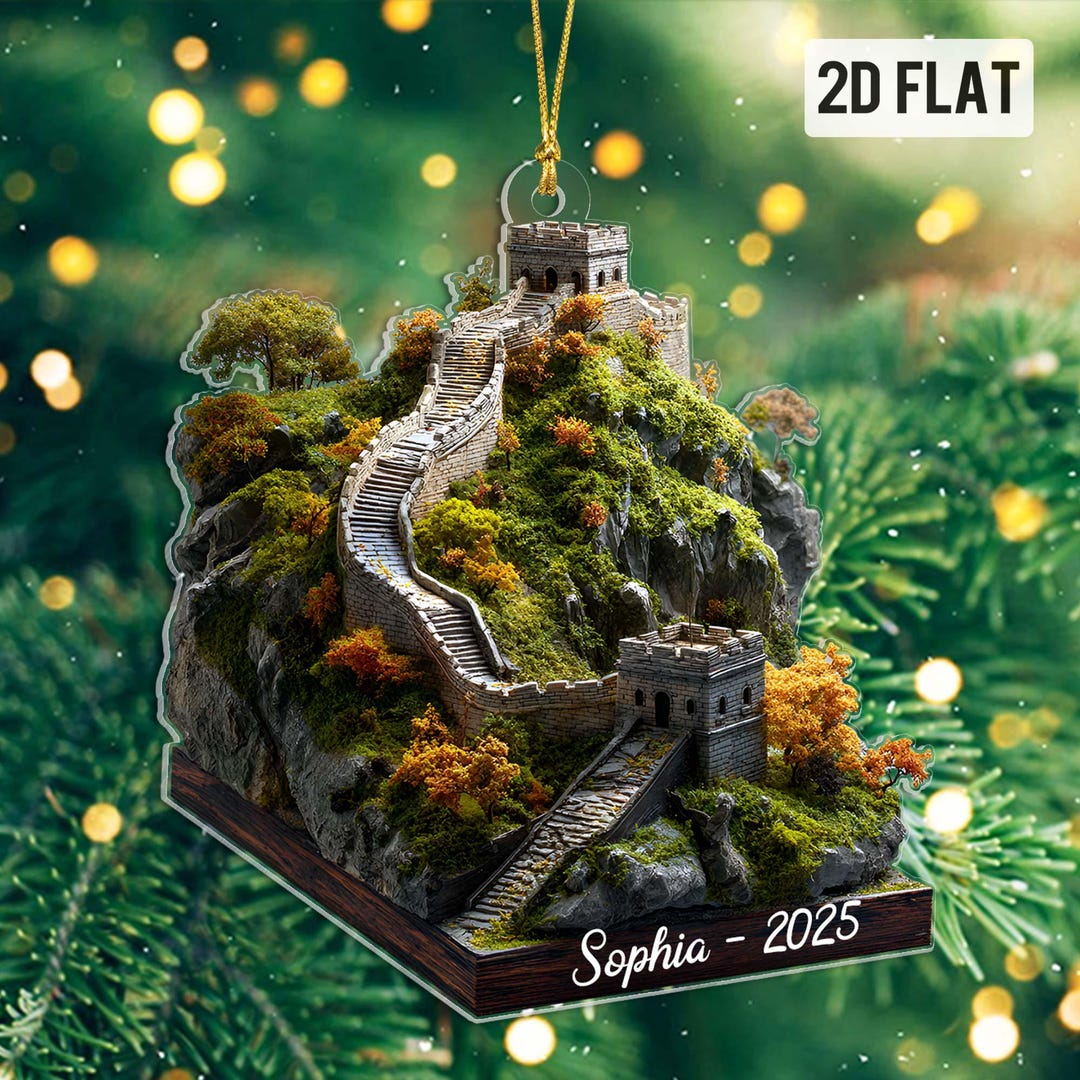 2D Flat Personalized Great Wall of China Christmas Acrylic Ornament ...