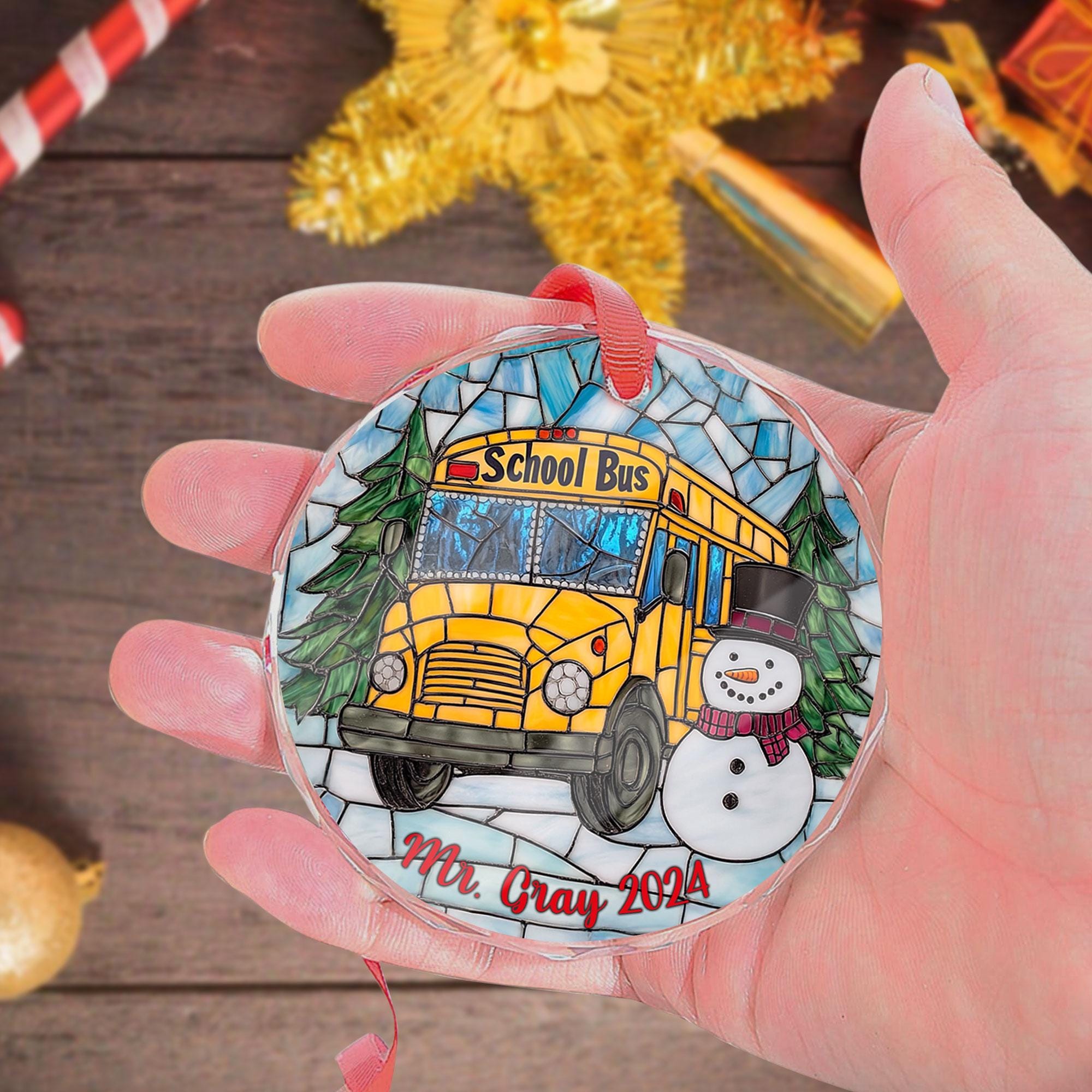 Personalized School Bus Driver Glass Ornament, School Bus Driver Gifts ...