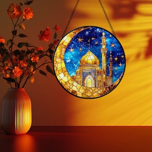 Ramadan Faux Stained Glass Suncatcher, Eid Mubarak Window Hanger ...