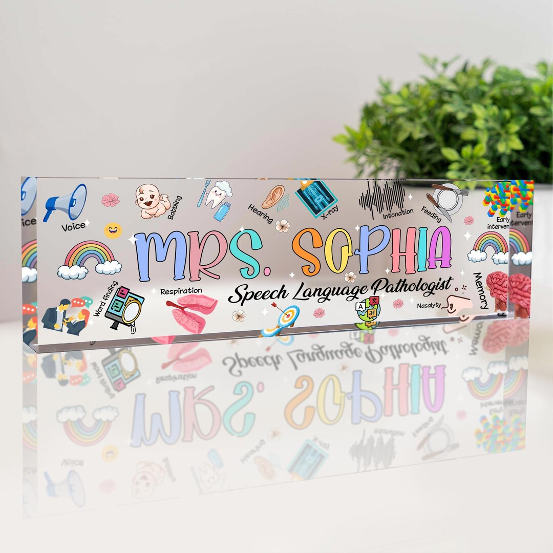 Custom SLP Desk Nameplate Office Gift for Speech Language Teacher ...