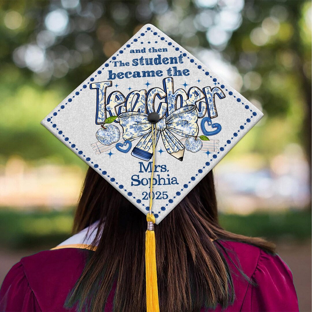 Custom Teacher Graduation Cap Topper, Coquette Bow Teacher Graduation ...