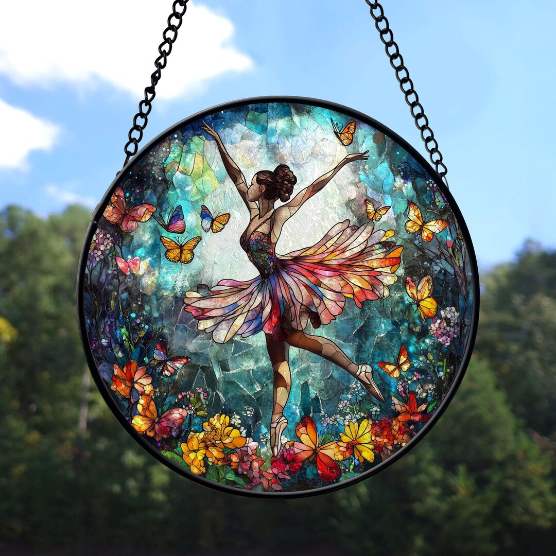 Ballet Girl Glass Suncatcher, Ballerina Suncatcher, Girl Dancing Window ...