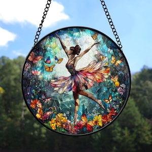 Ballet Girl Glass Suncatcher, Ballerina Suncatcher, Girl Dancing Window ...