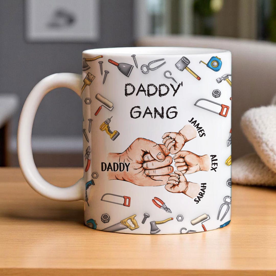 Custom Daddy’s Gang Mug – Personalized Fist Bump Cup With Kids’ Names ...