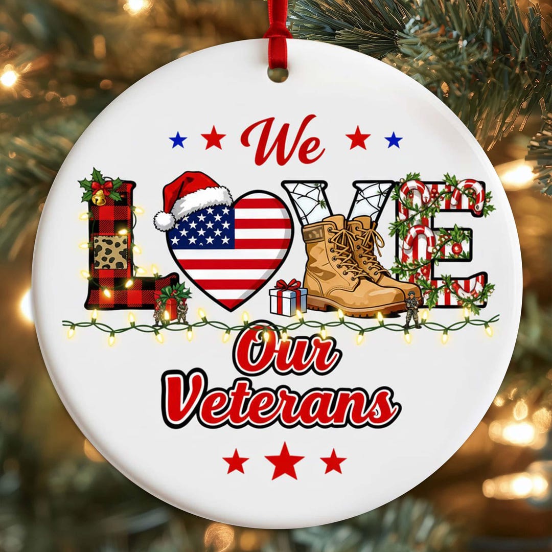 Custom Veteran Appreciation Ornament, USA Patriotic Holiday Ornament ...