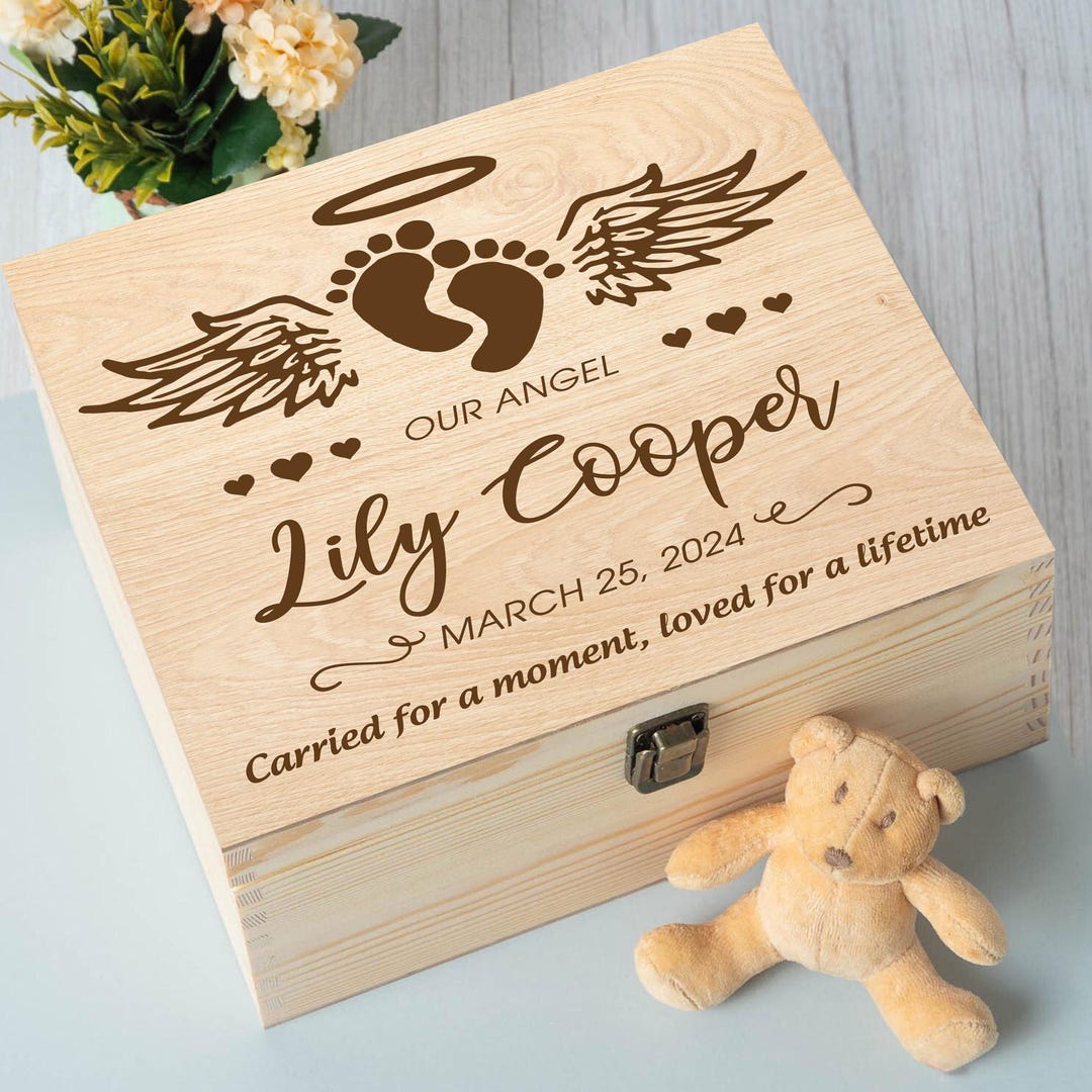 Custom Baby Memorial Keepsake Box, Baby Loss Wooden Keepsake Box ...